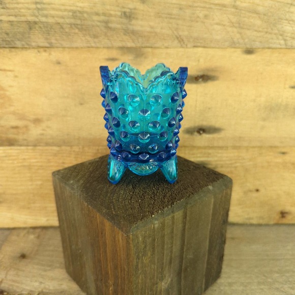 Fenton | Accents | Vintage Fenton Blue Glass Hobnail Footed Toothpick ...
